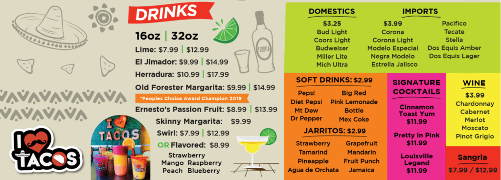 Menu - I Love Tacos